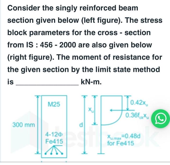 Solved Consider the singly reinforced beam section given | Chegg.com