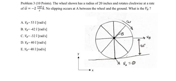 Solved Problem 3 (10 Points). The wheel shown has a radius | Chegg.com