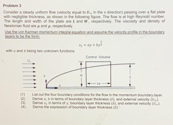 Solved Problem 3 Consider a steady uniform flow (velocity | Chegg.com