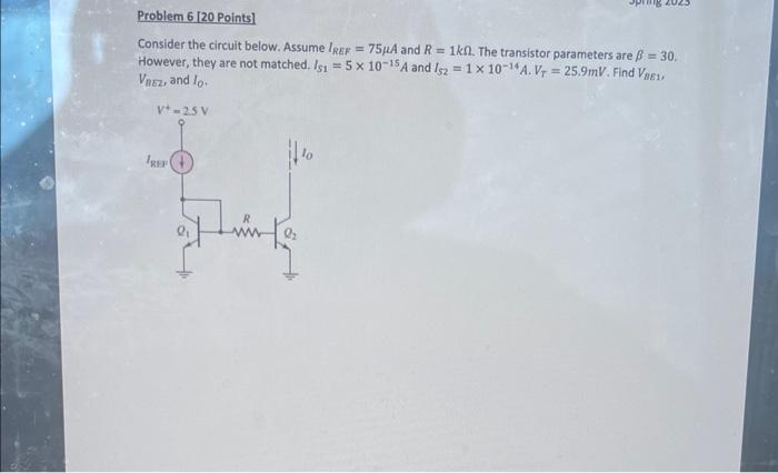 Solved Consider the circuit below. Assume IREF=75μA and | Chegg.com