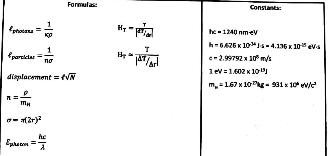 Formulas: Constants: 1 Hv = for at photons hc = 1240 | Chegg.com
