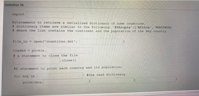 Solved import Fstatements to retrieve a serialized | Chegg.com