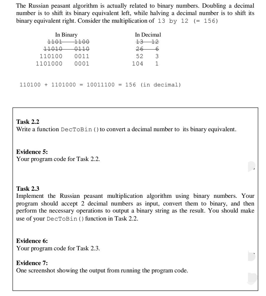 Solved The Russian peasant algorithm is an alternative | Chegg.com