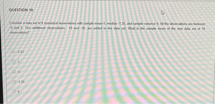 Solved Consider a data set of 8 numerical observations with | Chegg.com