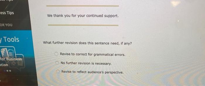 Solved Less Tips We thank you for your continued support. OR | Chegg.com