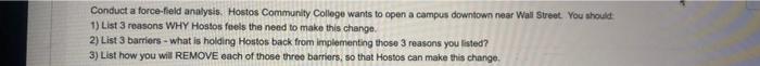 Solved Conduct a force-field analysis. Hostos Community | Chegg.com Solved Conduct a force-field analysis. Hostos Community | Chegg.com