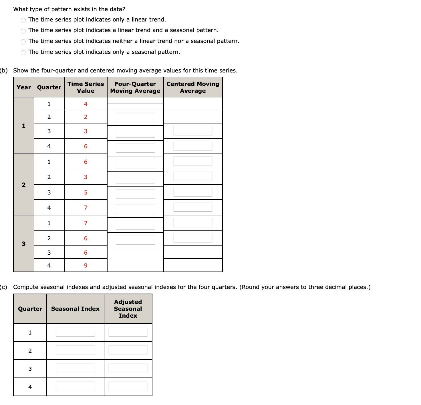 Solved Consider the following time series data.Quarter Year | Chegg.com