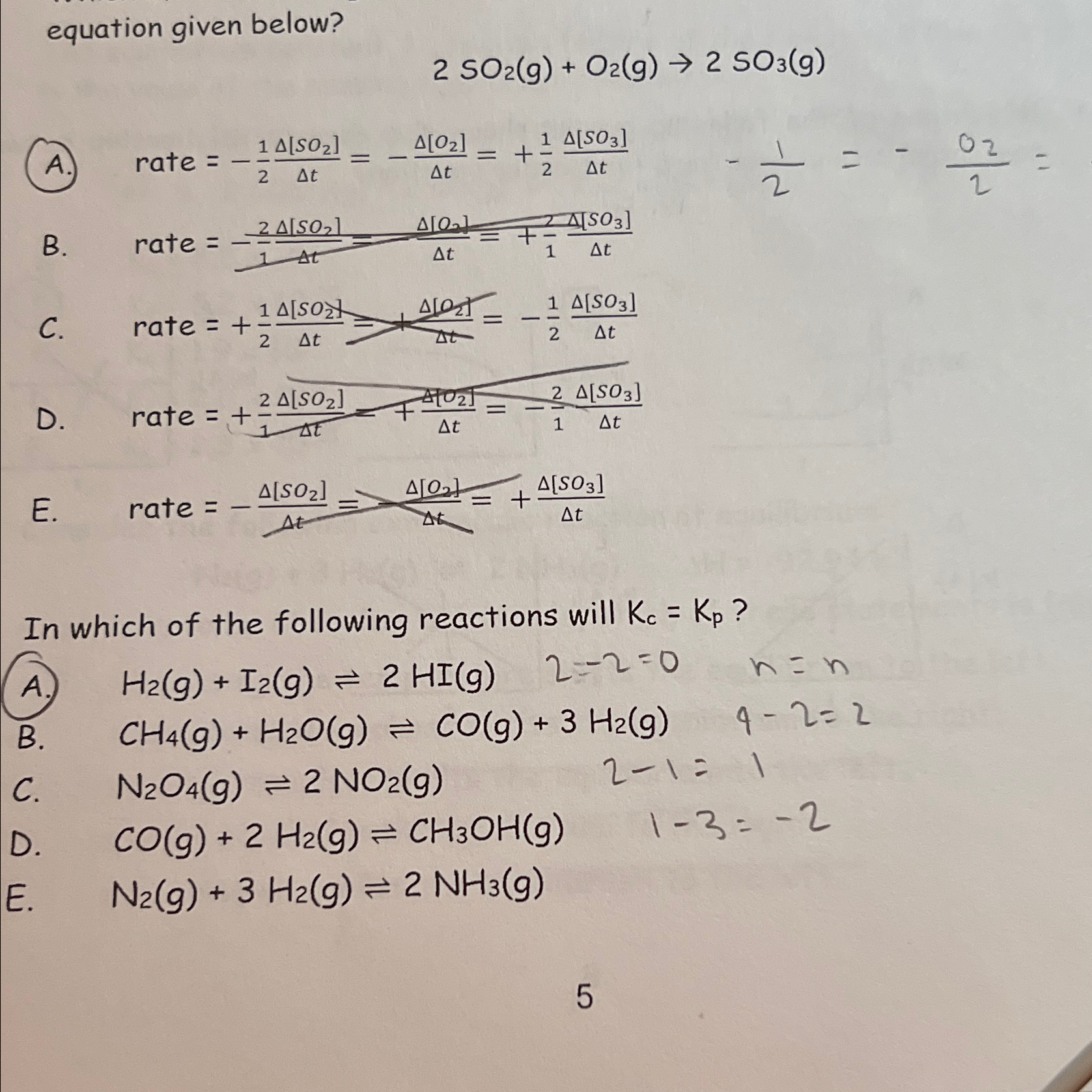 Solved equation given below?2SO2(g)+O2(g)→2SO3(g)(A.) ﻿rate | Chegg.com