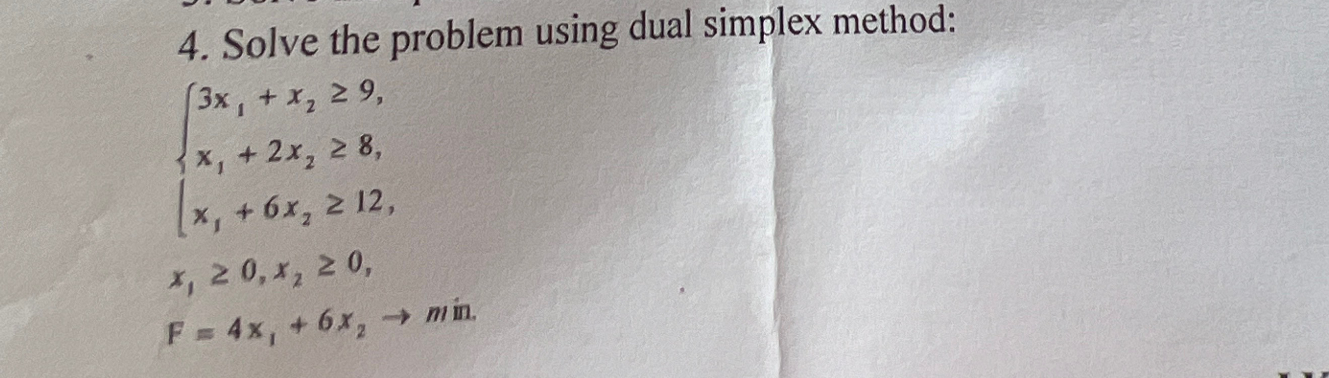 Solved Solve the problem using dual simplex | Chegg.com