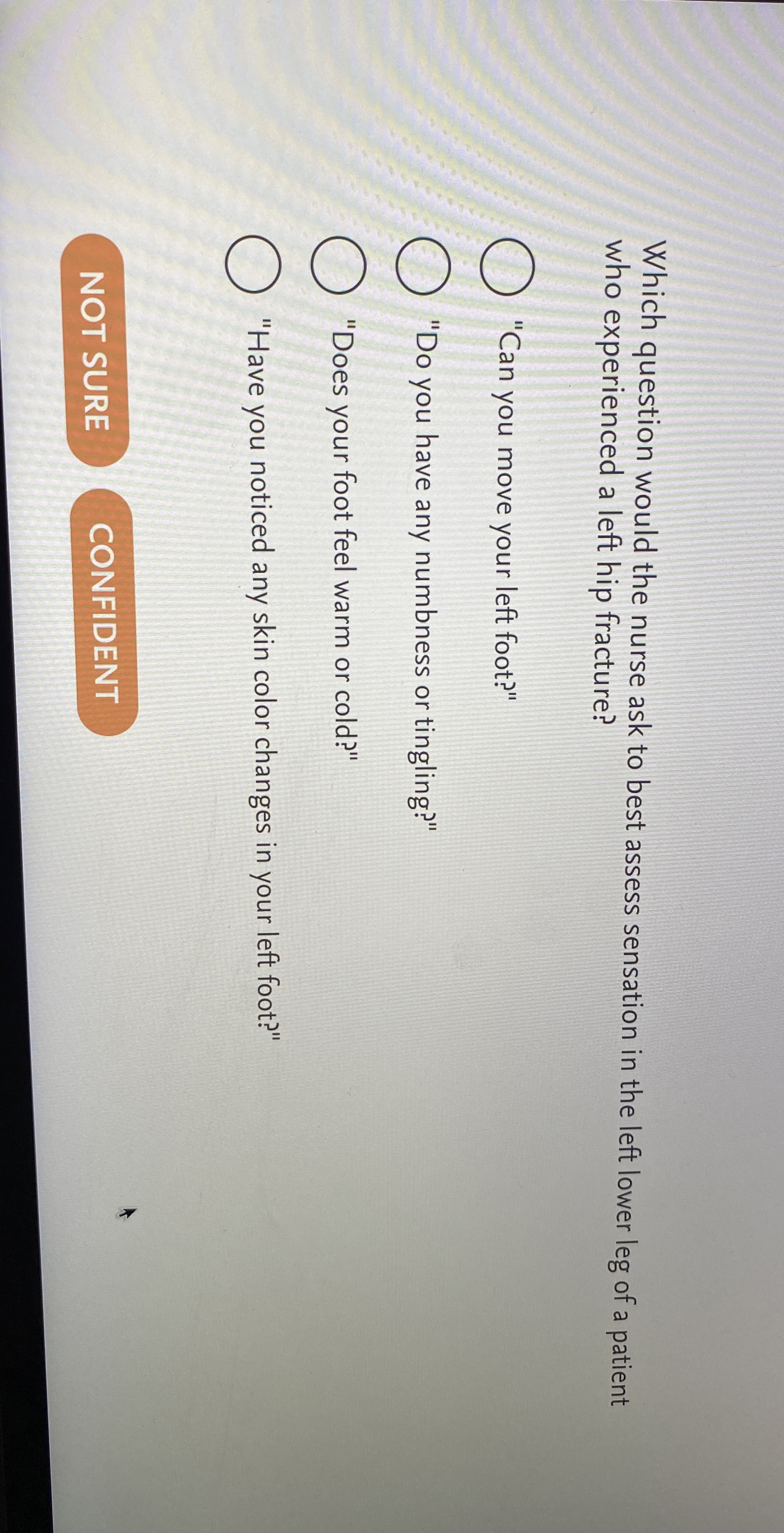 Solved Which question would the nurse ask to best assess | Chegg.com