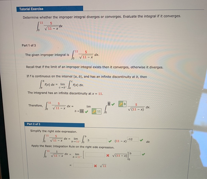 Solved Tutorial Exercise Determine whether the improper | Chegg.com