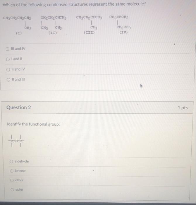 Solved Which of the following condensed structures represent | Chegg.com