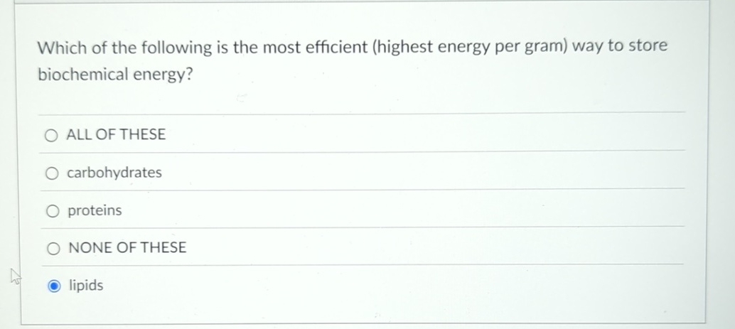 Solved Which of the following is the most efficient (highest | Chegg.com