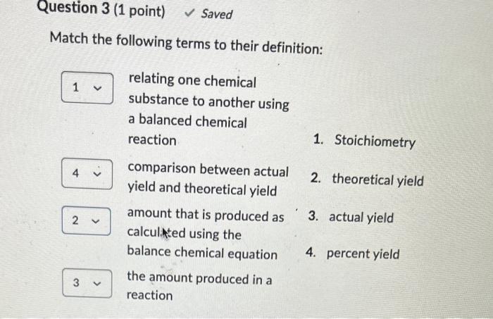 Solved Match the following terms to their definition: | Chegg.com