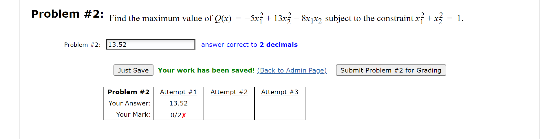 Solved Problem # 2: Find the maximum value of | Chegg.com
