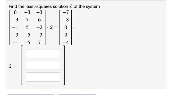 Solved Find the least-squares solution x^ of the system | Chegg.com