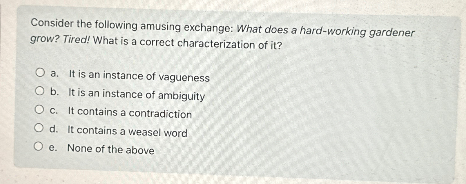 Solved Consider the following amusing exchange: What does a | Chegg.com