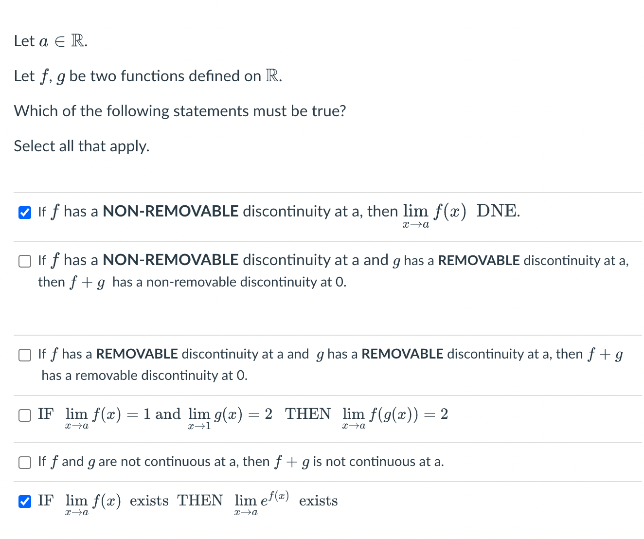 Solved Let ainR.Let f,g ﻿be two functions defined on R.Which | Chegg.com