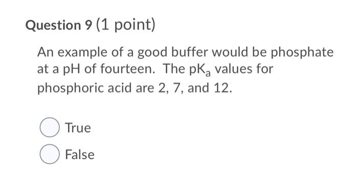 Solved Question 9 (1 point) An example of a good buffer | Chegg.com
