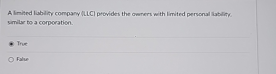 Solved A limited liability company (LLC) ﻿provides the | Chegg.com
