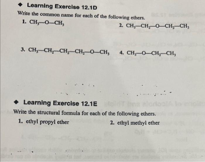 Solved Write the common name for each of the following | Chegg.com