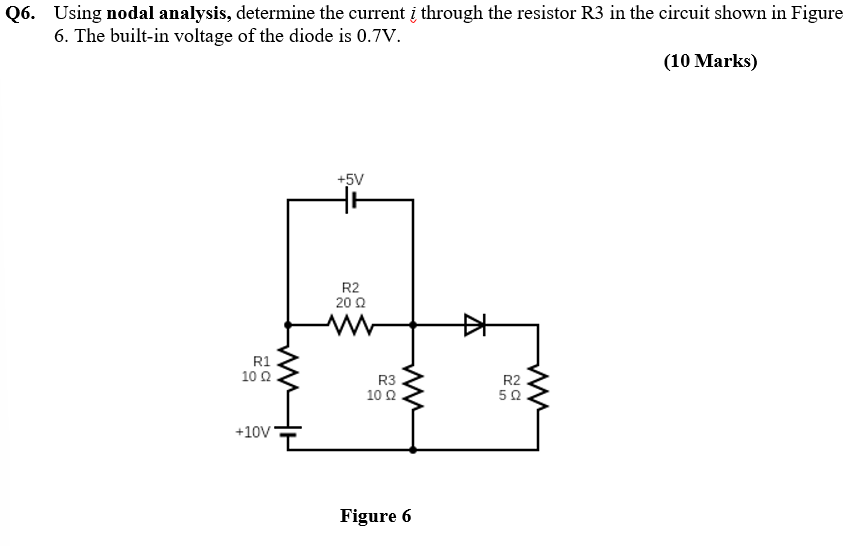 Solved Q6. ﻿Using nodal analysis, determine the current i | Chegg.com