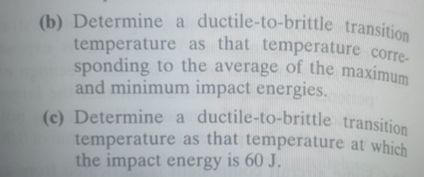 (b) ﻿Determine a ductile-to-brittle transition | Chegg.com