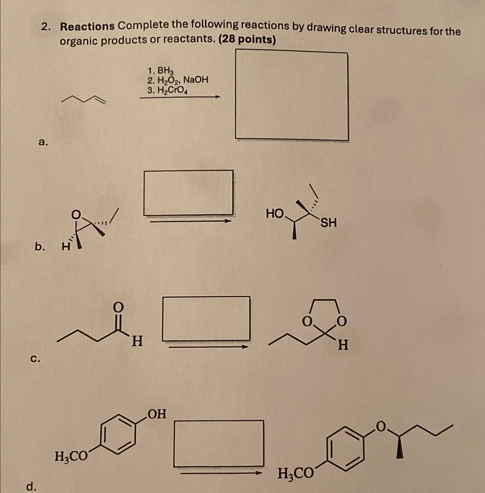 Complete the following reactions by drawing clear | Chegg.com