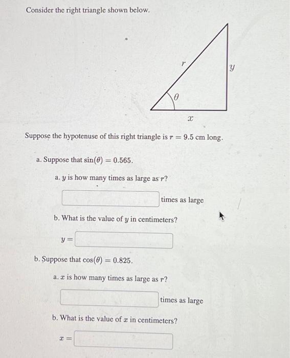 Solved Consider the right triangle shown below. Suppose the | Chegg.com