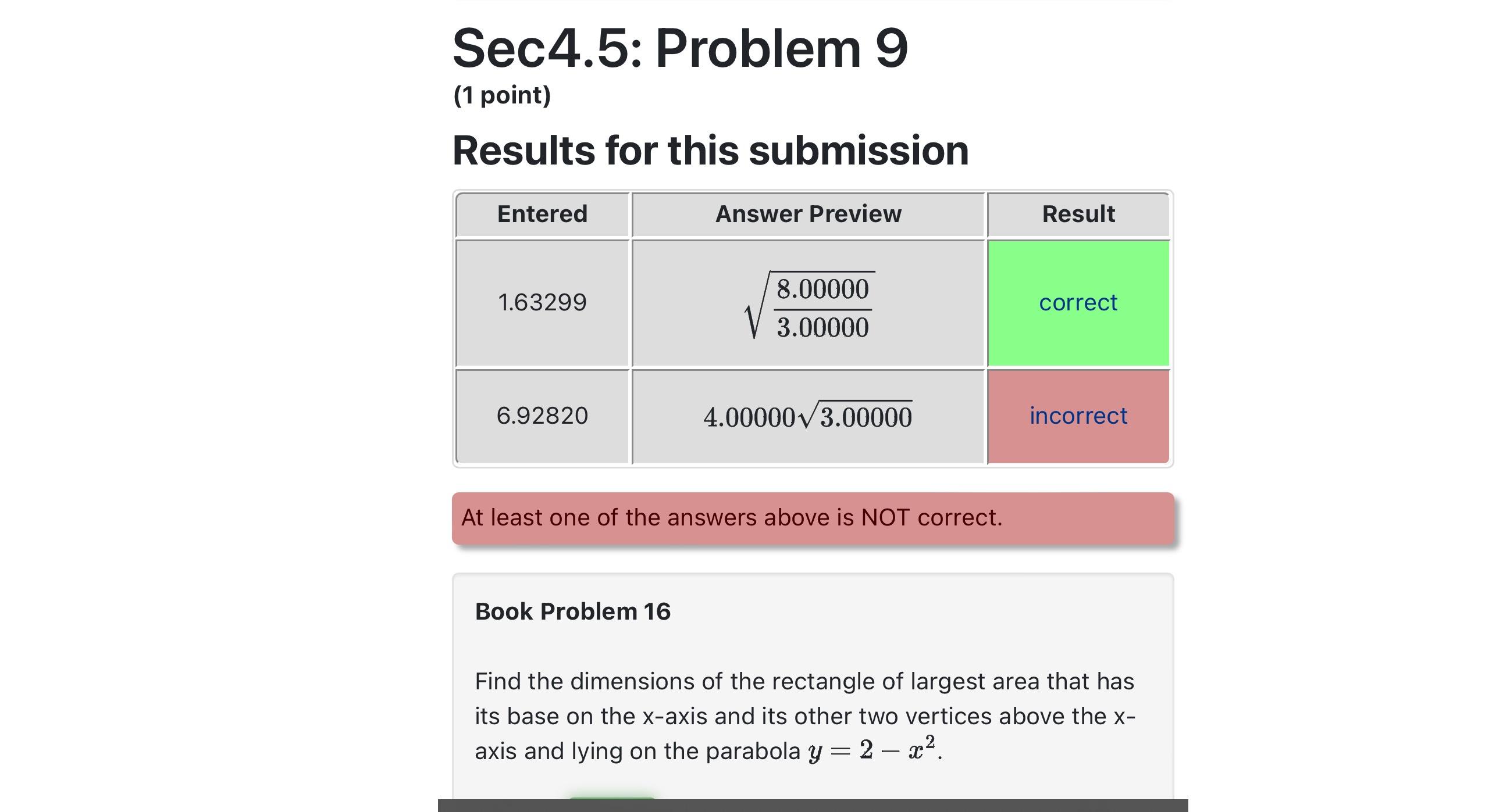 Solved Sec4.5: Problem 9(1 ﻿point)Results for this | Chegg.com