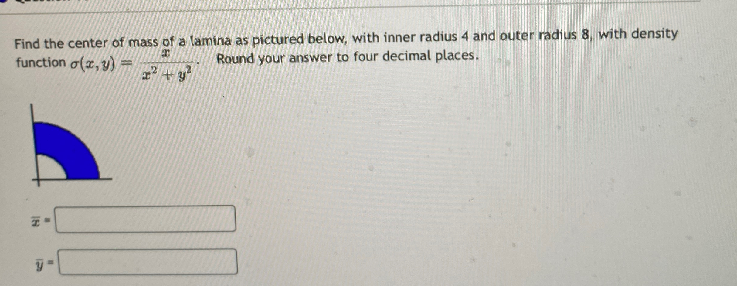 Solved Find the center of mass of a lamina as pictured | Chegg.com