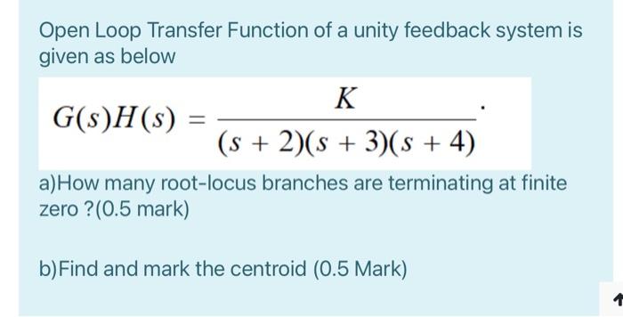 Solved Open Loop Transfer Function of a unity feedback | Chegg.com
