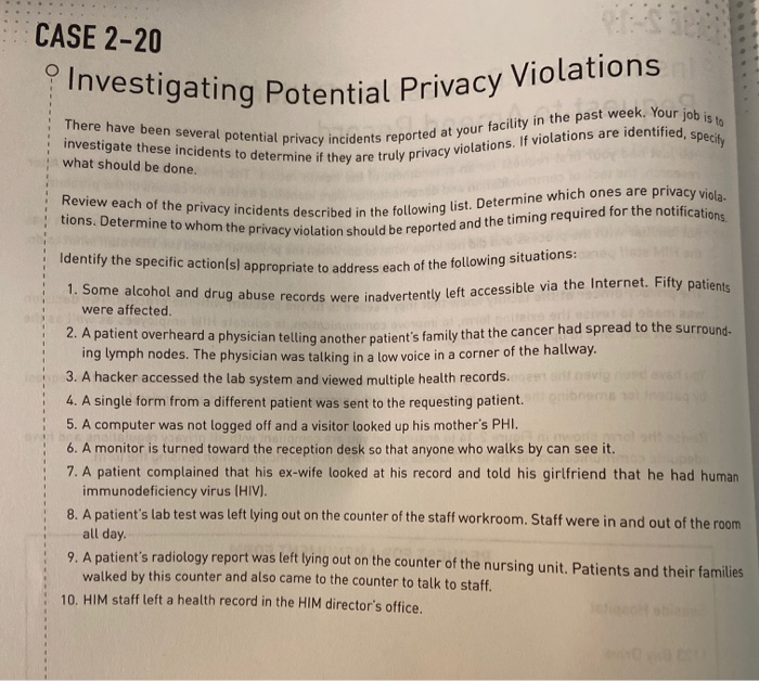 Solved what should be done. Investigating Potential Privacy | Chegg.com
