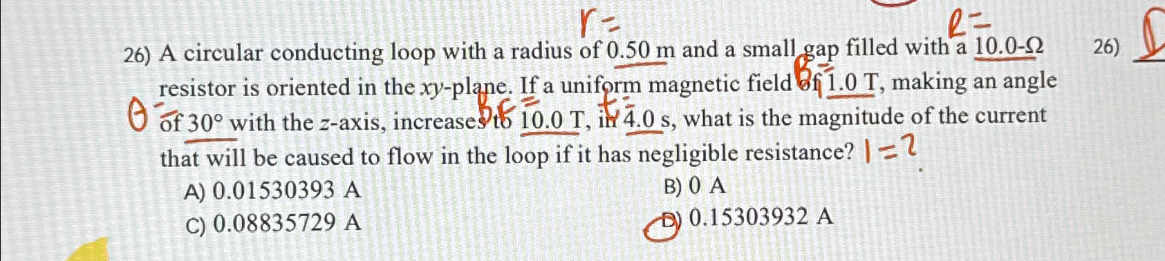 Solved A circular conducting loop with a radius of 0.50m | Chegg.com