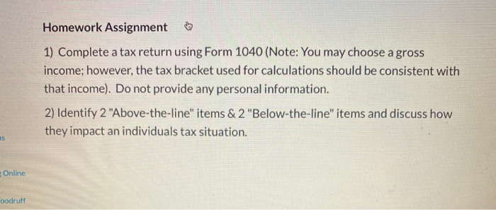 Solved Homework Assignment 1) Complete a tax return using | Chegg.com