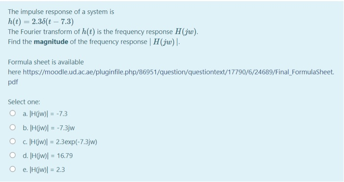 fourier transform formula sheet pdf