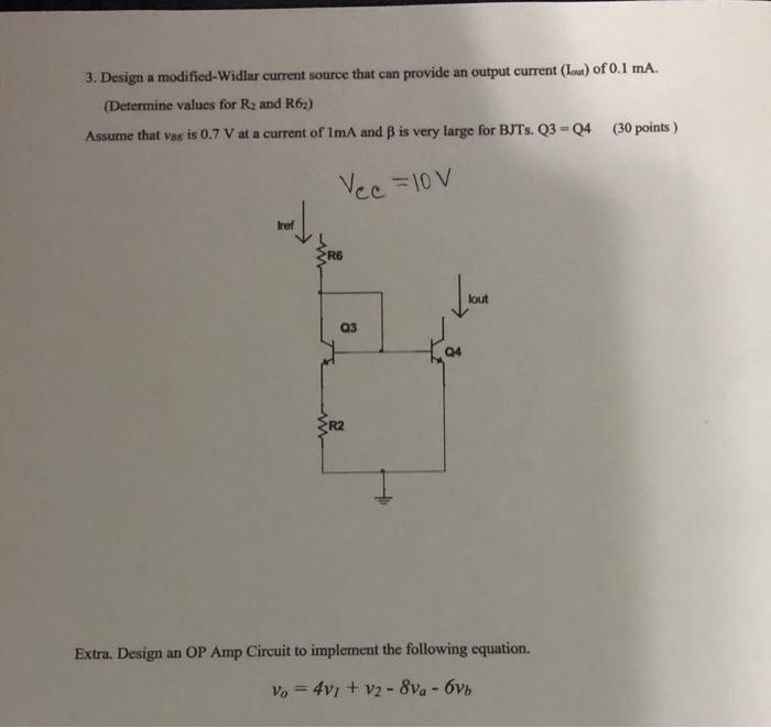 Solved 3. Design a modified-Widlar current source that can | Chegg.com