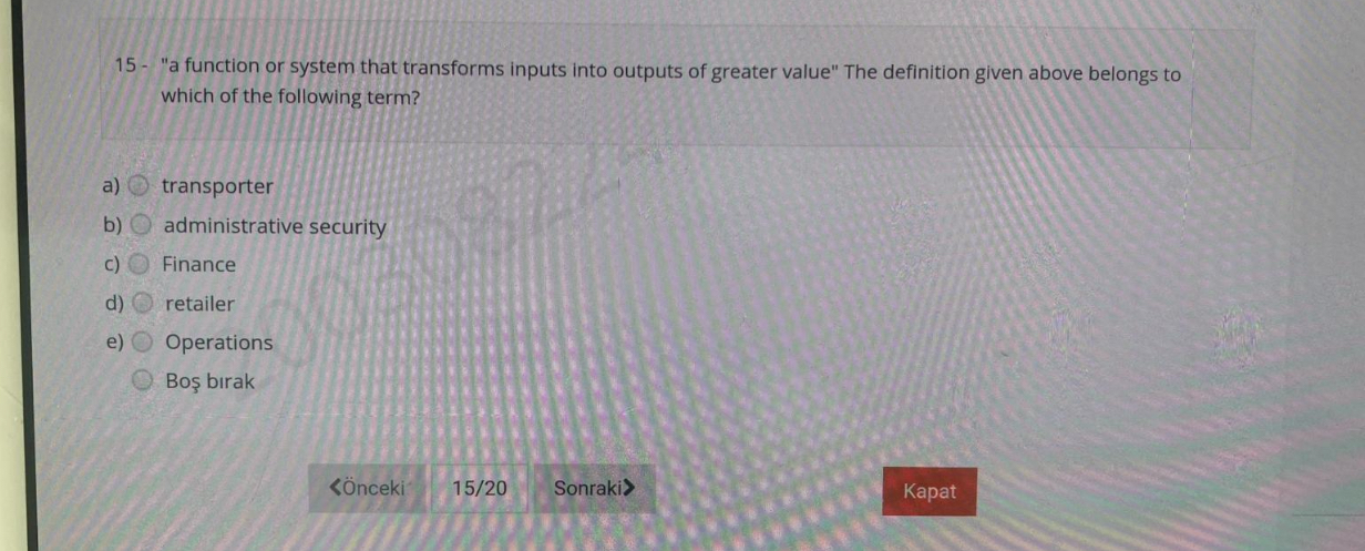 Solved 15 - ﻿"a function or system that transforms inputs | Chegg.com