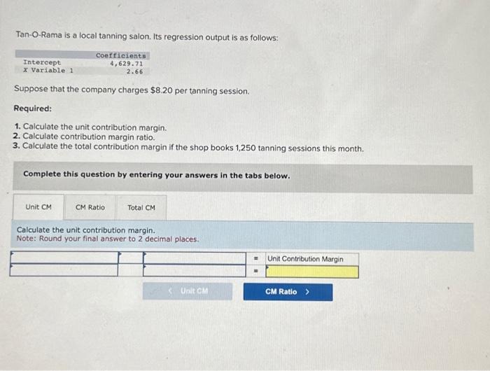 Solved Tan-O-Rama is a local tanning salon. Its regression | Chegg.com