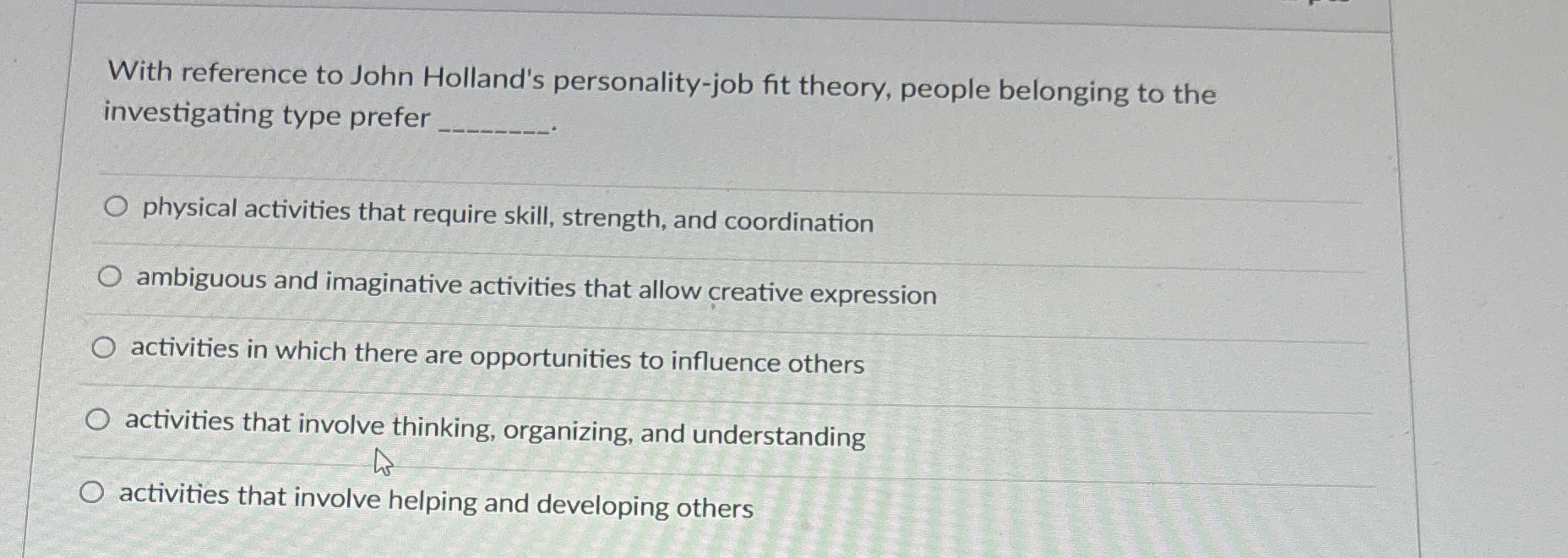 Solved With reference to John Holland's personality-job fit | Chegg.com