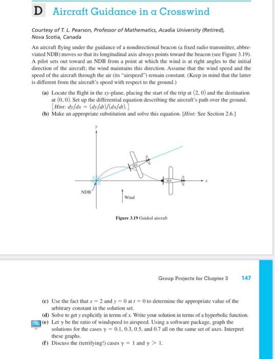 Solved D Aircraft Guidance in a Crosswind Courtesy of T. L. | Chegg.com