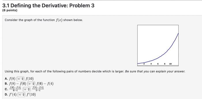 Solved 3.1 Defining the Derivative: Problem 3 (6 points) | Chegg.com