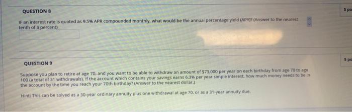 Solved Spo QUESTION 8 IF an interest rate is quoted as 9.5 | Chegg.com