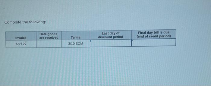 Solved Complete the following: | Chegg.com
