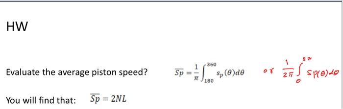 Solved Evaluate the average piston speed? | Chegg.com
