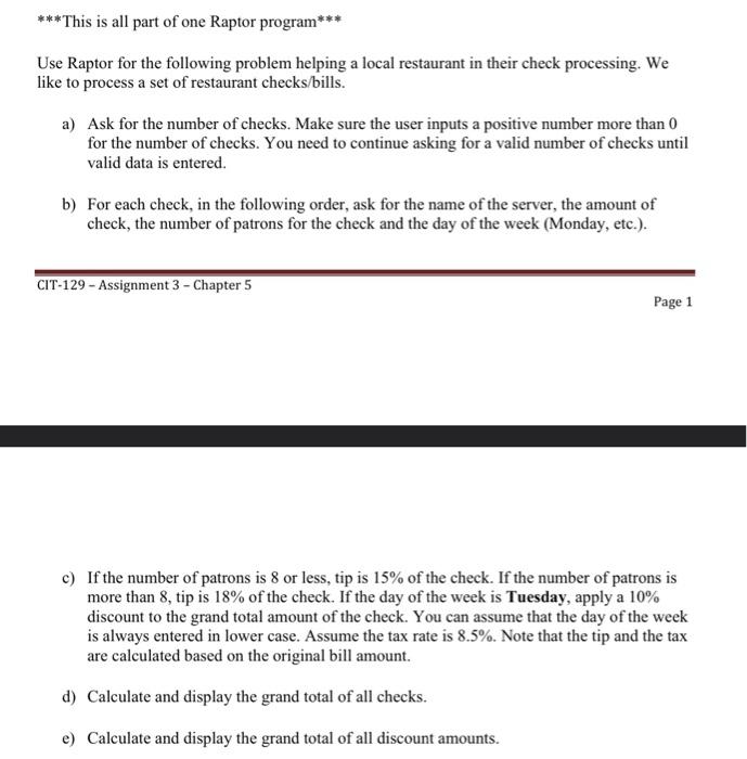 Solved Create a raptor code (not a pseudocode) using the | Chegg.com