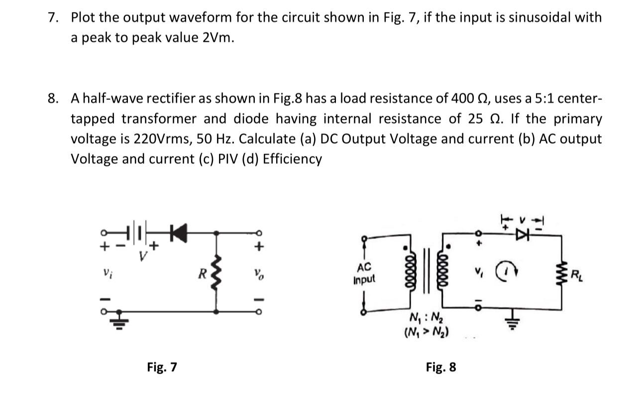 Solved 7. Plot the output waveform for the circuit shown in | Chegg.com