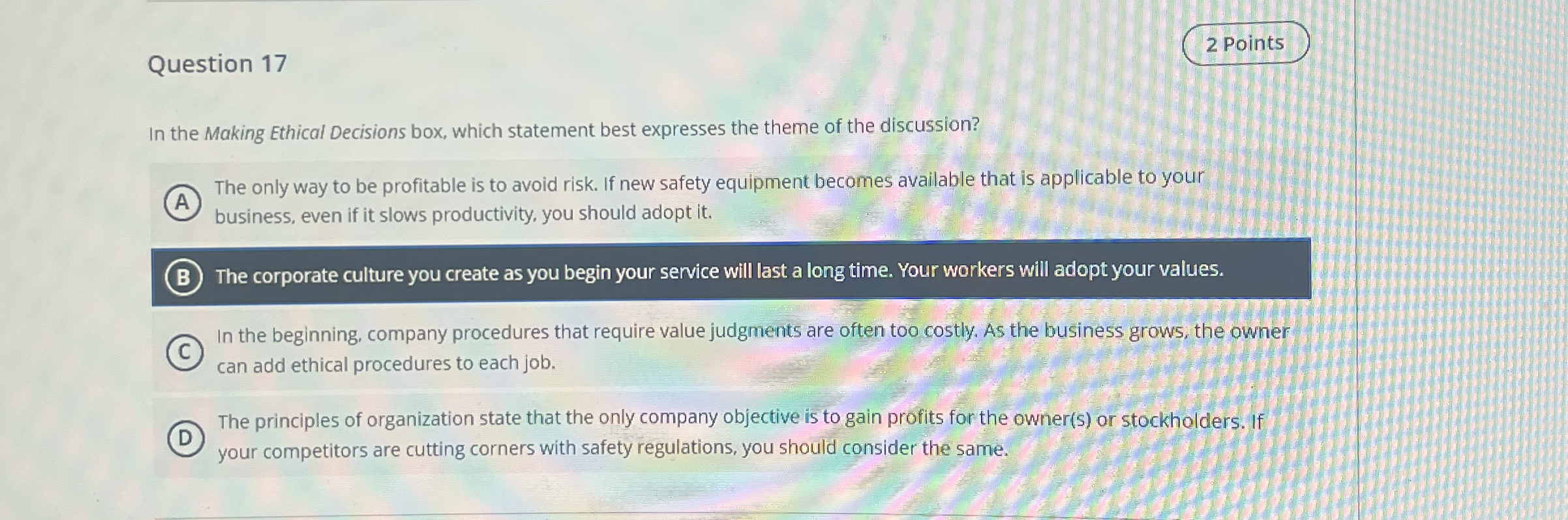 Solved Question 172 ﻿PointsIn the Making Ethical Decisions | Chegg.com