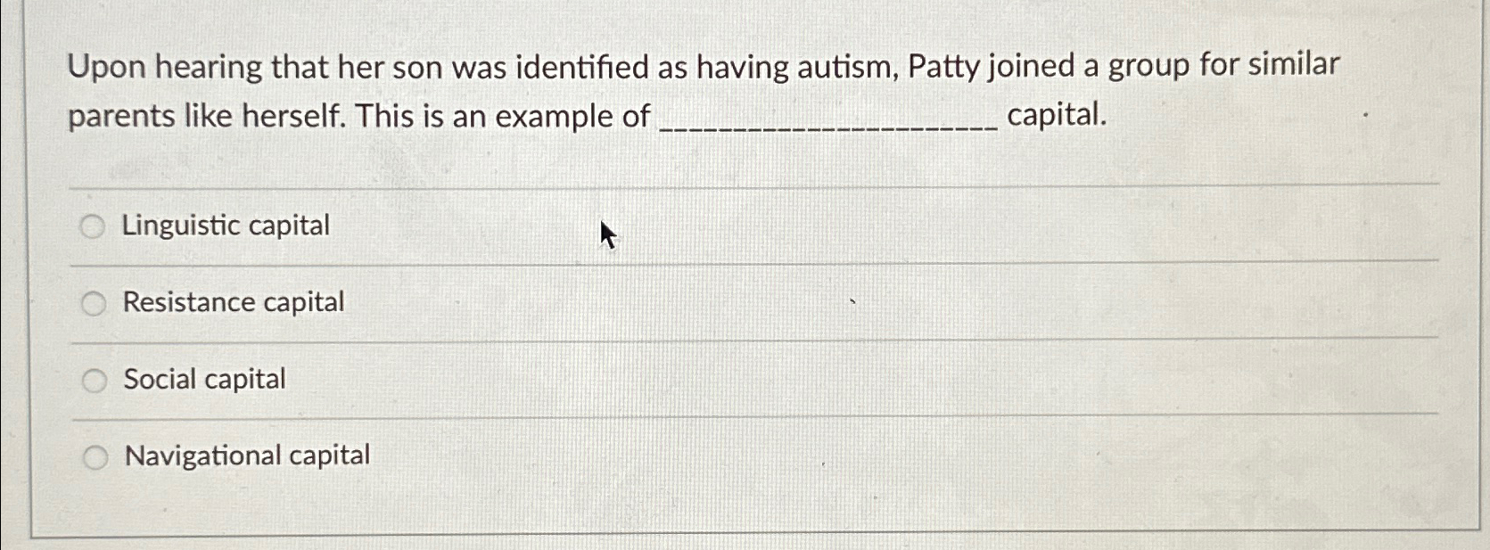 Solved Upon hearing that her son was identified as having | Chegg.com