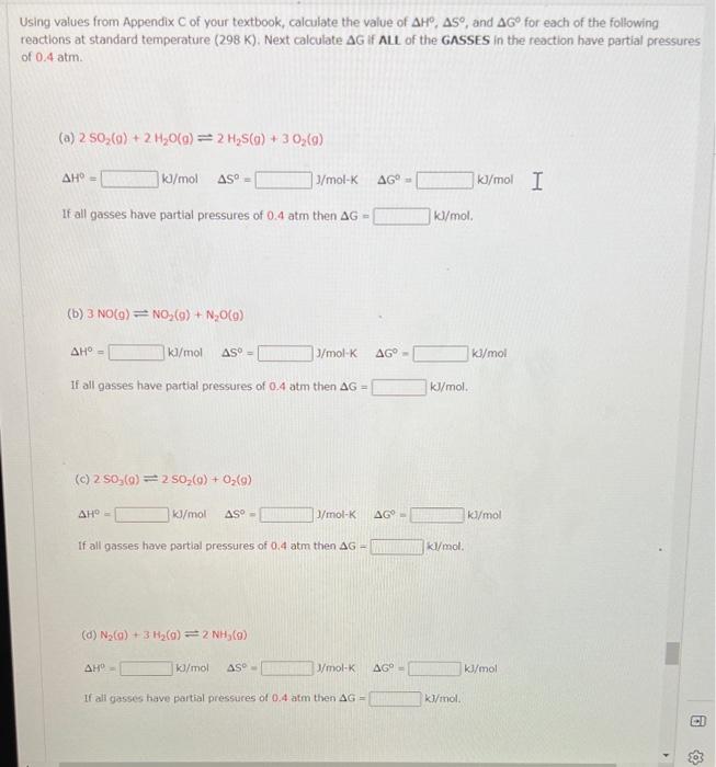 Solved Using values from Appendix C of your textbook, | Chegg.com